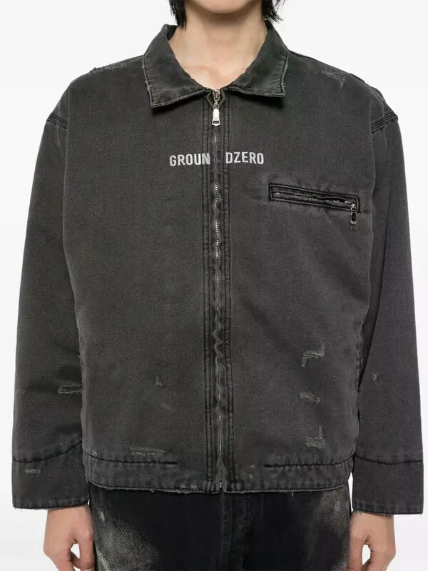 GROUND ZERO Distressed Zip-up Jacket