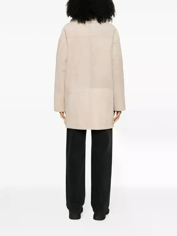 LISKA Shearling-collar Single-breasted Coat