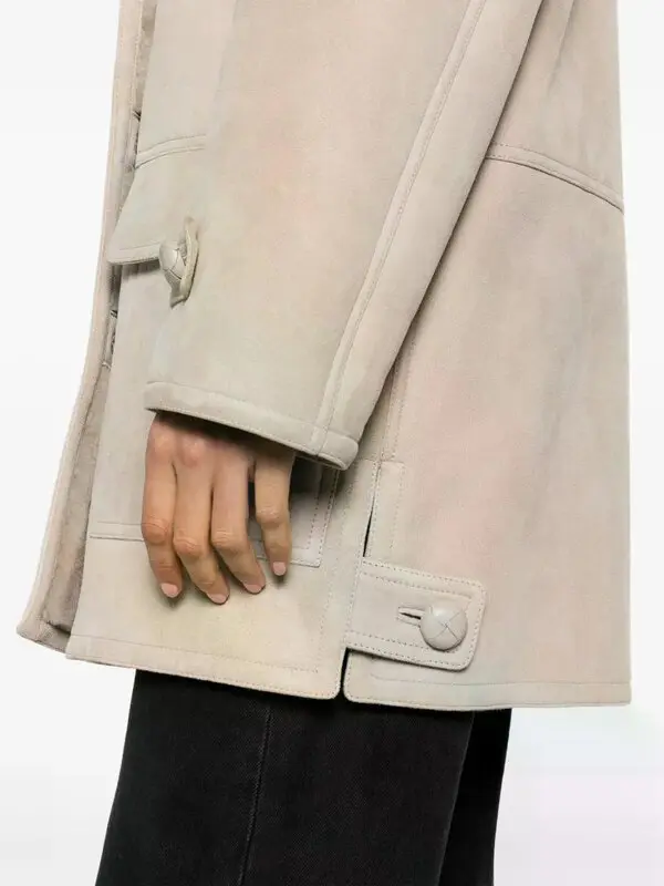 LISKA Shearling-collar Single-breasted Coat