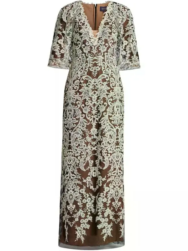 Marchesa Lace-overlay Floor-length Dress - Black