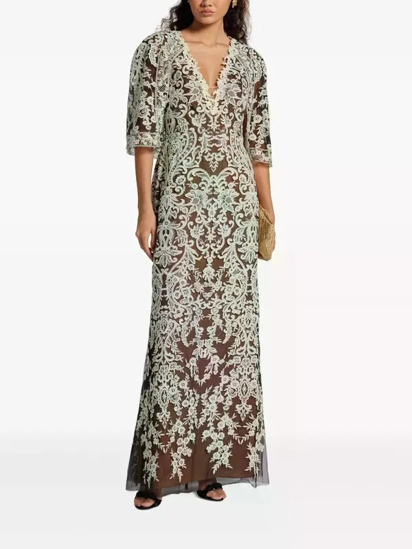 Marchesa Lace-overlay Floor-length Dress