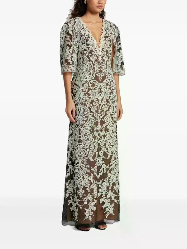 Marchesa Lace-overlay Floor-length Dress