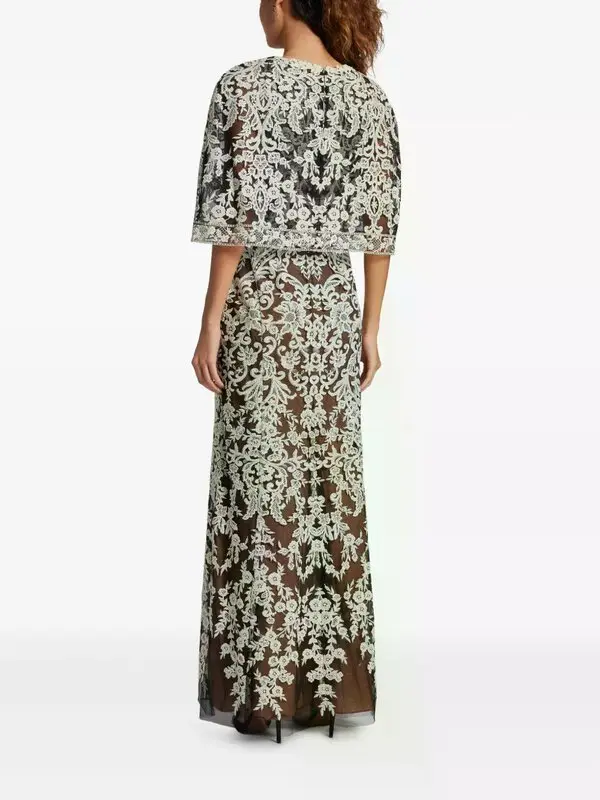 Marchesa Lace-overlay Floor-length Dress