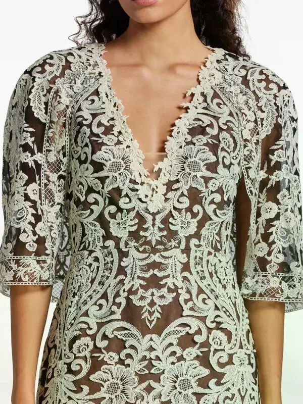 Marchesa Lace-overlay Floor-length Dress