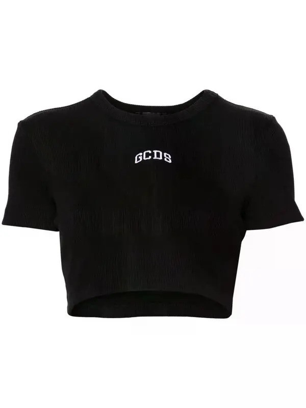 Gcds Logo Cropped T-shirt - Black