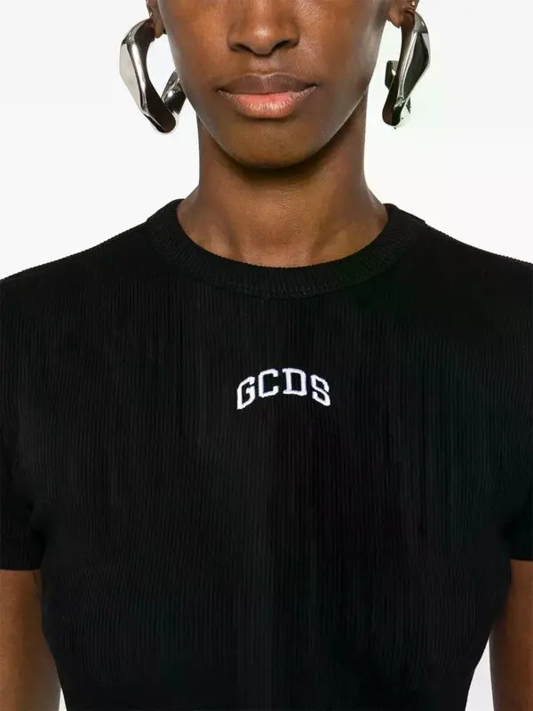 Gcds Logo Cropped T-shirt - Black