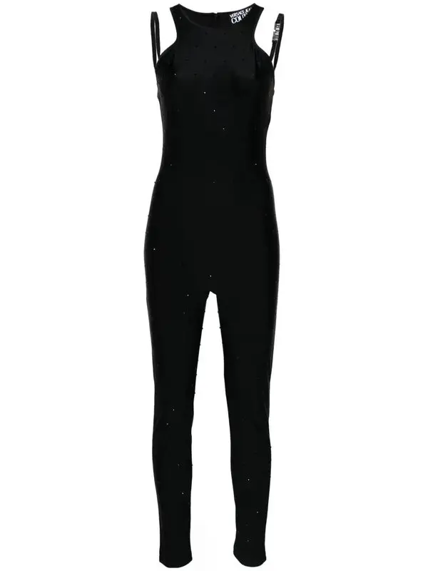 Versace Crystal-embellished Halterneck Jumpsuit - Black