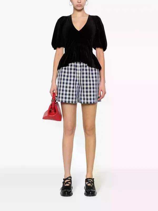 GANNI V-neck Velvet Blouse