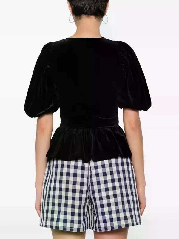 GANNI V-neck Velvet Blouse
