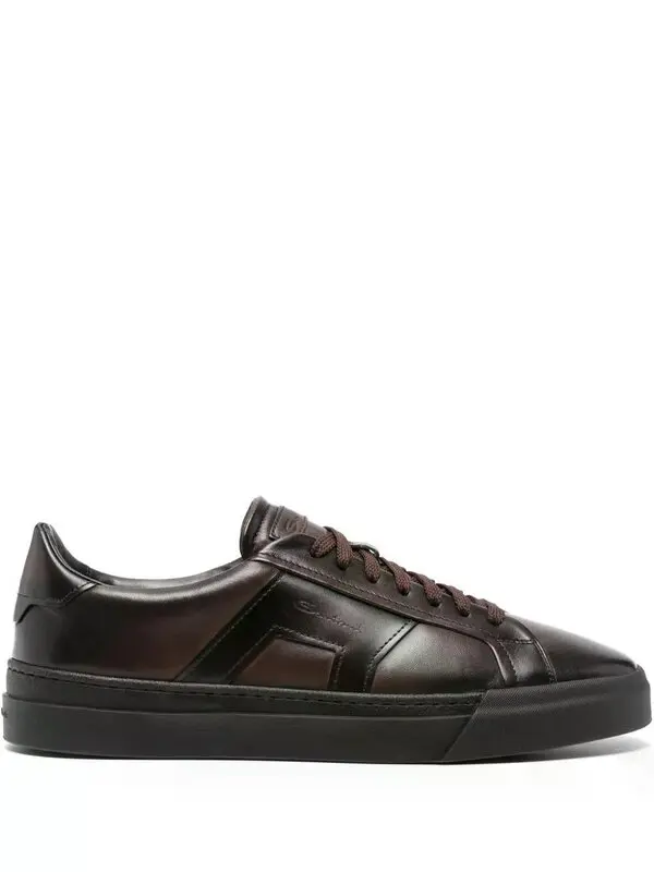 Santoni Logo-debossed Leather Sneakers
