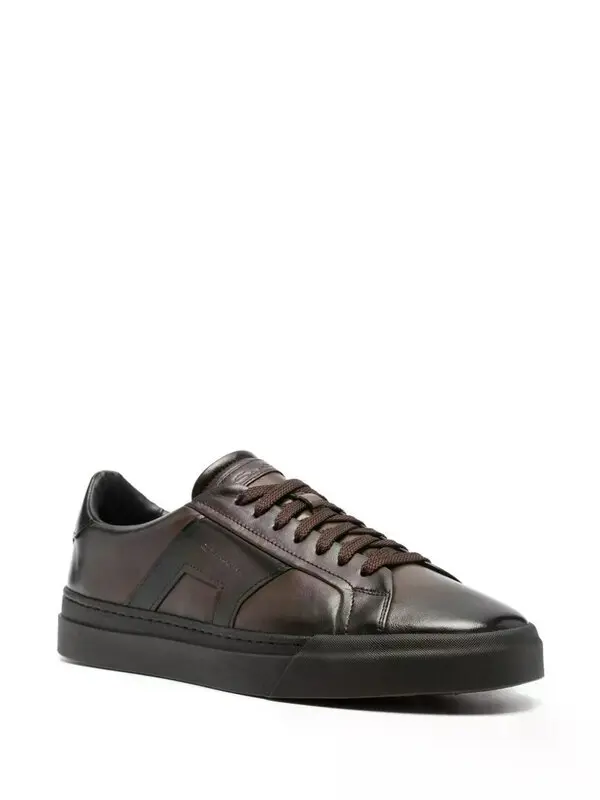 Santoni Logo-debossed Leather Sneakers