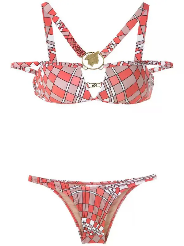 AMIR SLAMA Geometric Print Bikini Set - Red