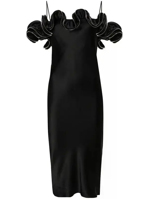 Coperni Zipped-ruffles Satin Dress