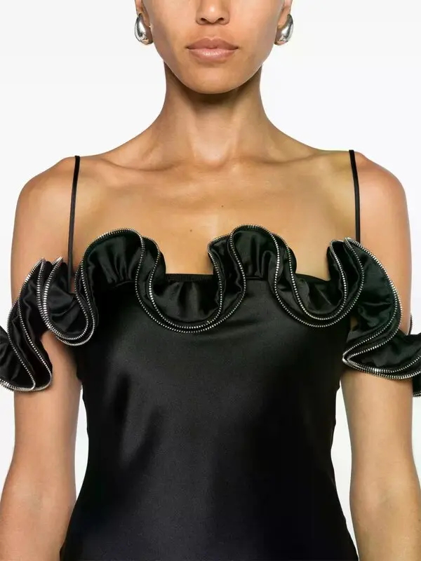 Coperni Zipped-ruffles Satin Dress