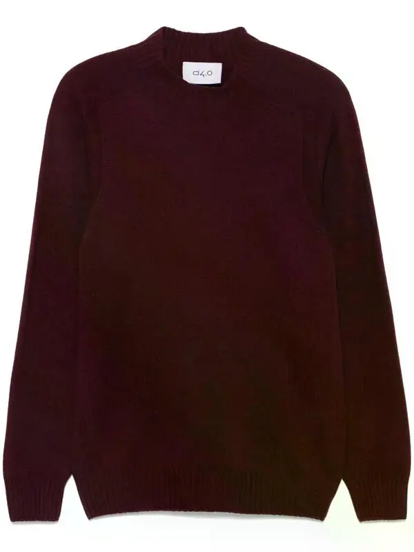 D4.0 Virgin Wool Mock Neck Sweater - Red