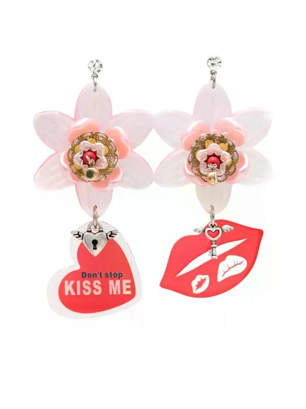 AMIR SLAMA Floral-appliqué Drop Earrings - Pink