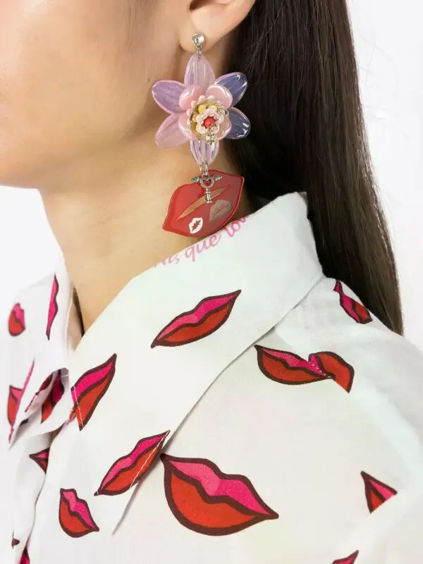 AMIR SLAMA Floral-appliqué Drop Earrings