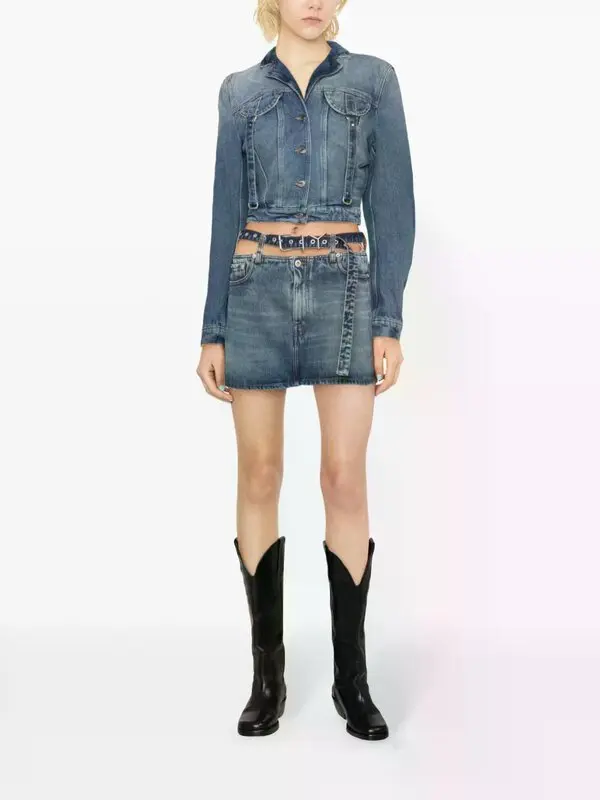 Off-White Strap-detailed Cropped Denim Jacket