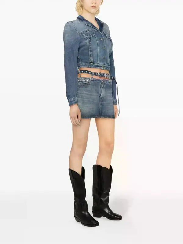 Off-White Strap-detailed Cropped Denim Jacket