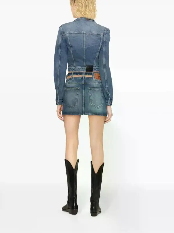 Off-White Strap-detailed Cropped Denim Jacket