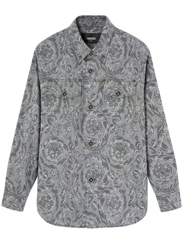 Versace Barocco Jacquard Gabardine Overshirt - Grey