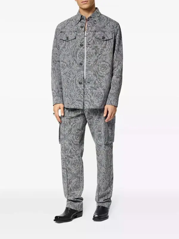 Versace Barocco Jacquard Gabardine Overshirt - Grey