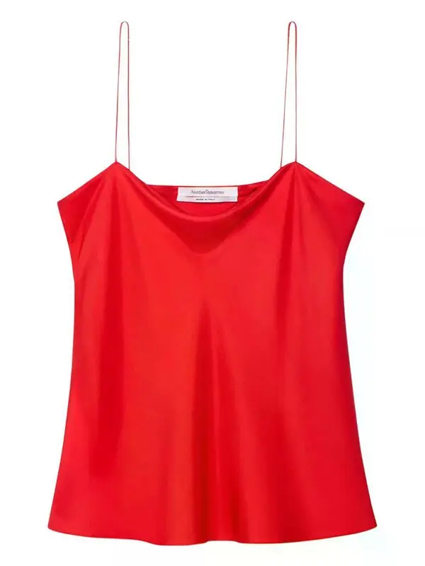 Another Tomorrow Spaghetti Strap Silk Top - Red