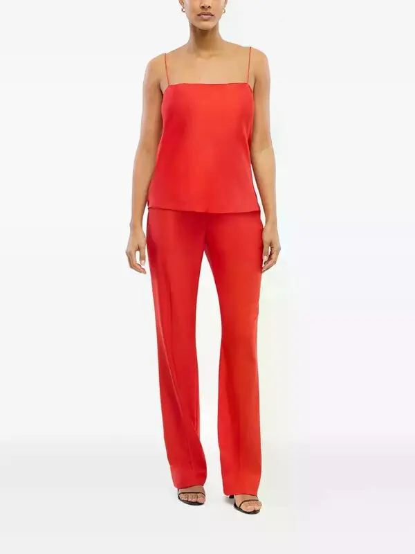 Another Tomorrow Spaghetti Strap Silk Top - Red