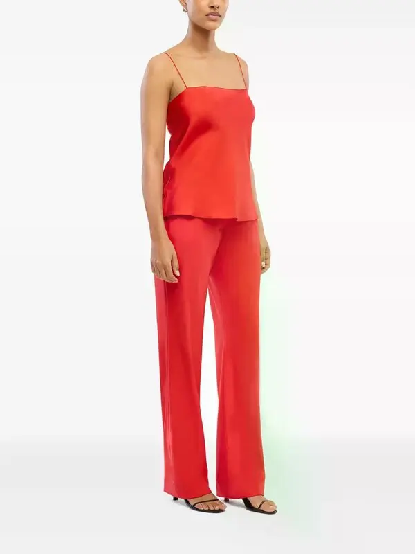 Another Tomorrow Spaghetti Strap Silk Top - Red