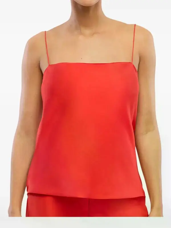 Another Tomorrow Spaghetti Strap Silk Top - Red