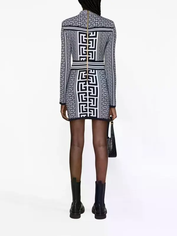 Balmain Monogram Jacquard Knitted Minidress
