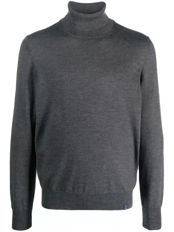 FAY Roll-neck Wool Jumper - Grey
