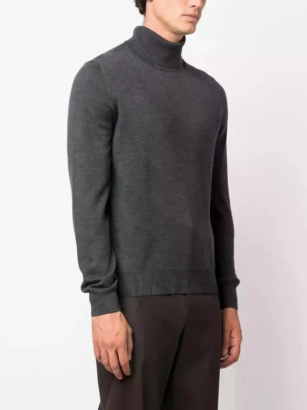 FAY Roll-neck Wool Jumper - Grey