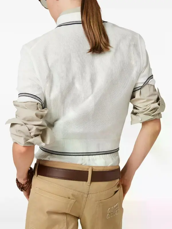 Miu Miu Cotton Polo Top With Stripe Detail - White