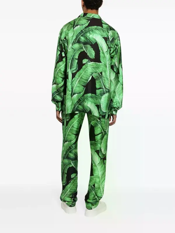 Dolce & Gabbana Leaf-print Silk Shirt
