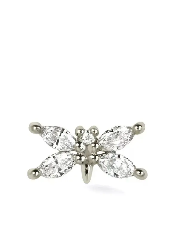LARK & BERRY 14kt White Gold Butterfly Diamond Stud Earring - Silver
