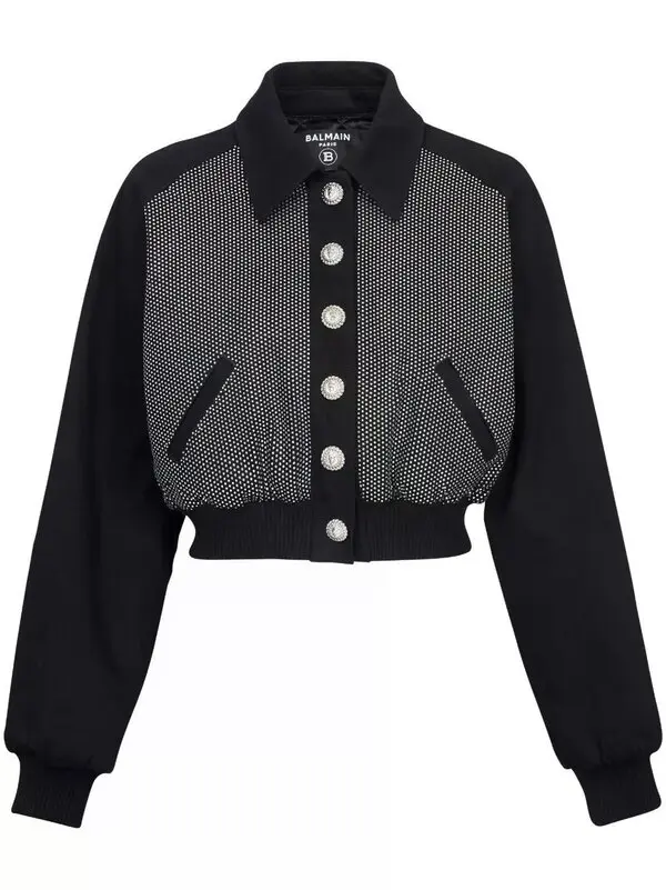 Balmain Logo-embellished Cropped Jacket - Black