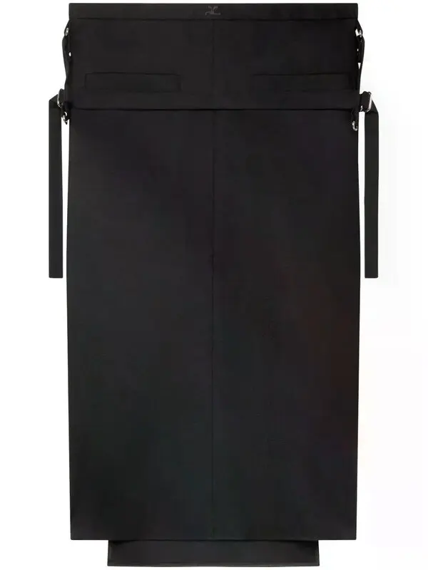 COURREGES Panelled Virgin Wool Midi Skirt - Black