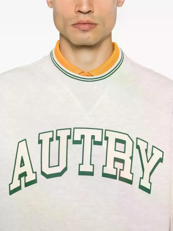 AUTRY Logo-print Cotton Blend Sweatshirt - Grey