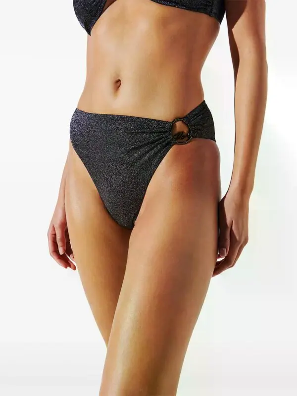 Karl Lagerfeld Ruched High-waisted Bikini Bottoms