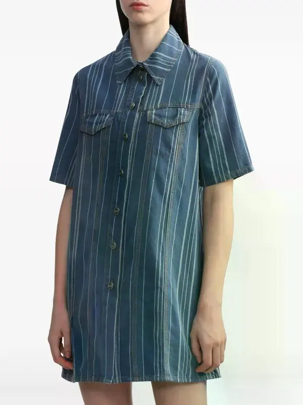 GANNI Stripe-pattern Denim Mini Dress