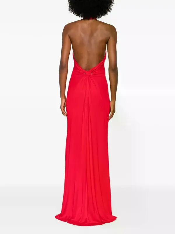 Elisabetta Franchi Logo-plaque Draped Gown