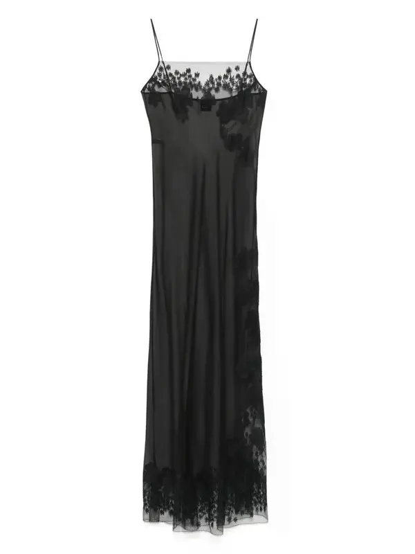 Carine Gilson Lace-detail Organza Nightdress - Black