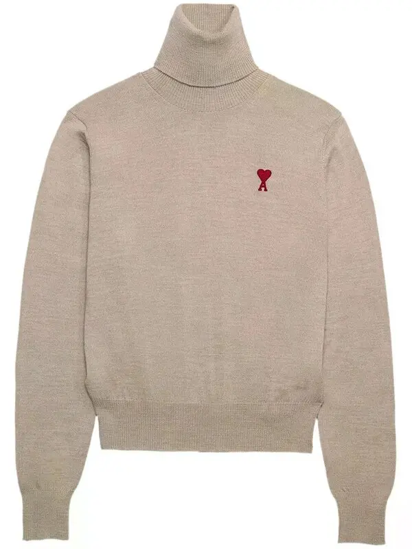 AMI Paris Logo-embroidered Roll-neck Jumper