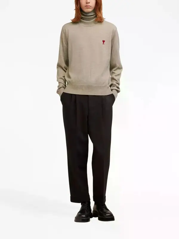 AMI Paris Logo-embroidered Roll-neck Jumper