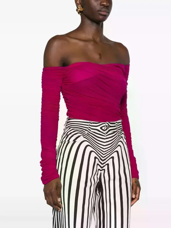 MUGLER Off-shoulder Ruched Bodysuit