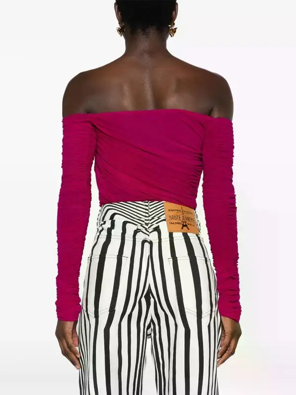 MUGLER Off-shoulder Ruched Bodysuit