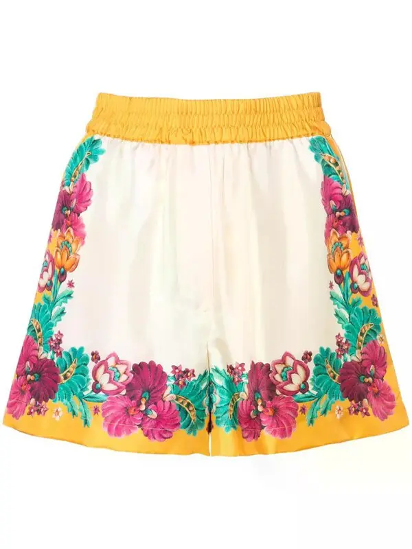 La DoubleJ Floral-print Silk Shorts