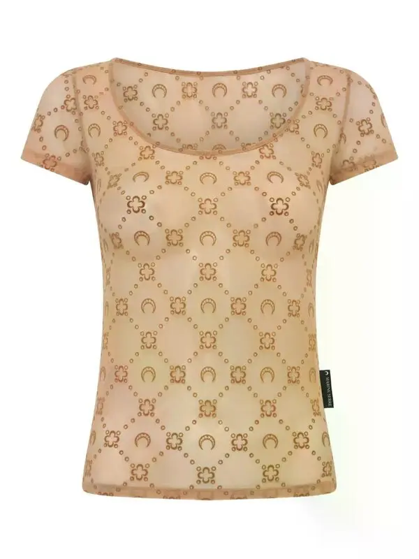 MARINE SERRE Mesh Flocked Top - Neutrals
