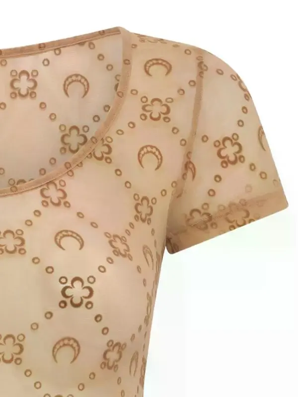 MARINE SERRE Mesh Flocked Top - Neutrals